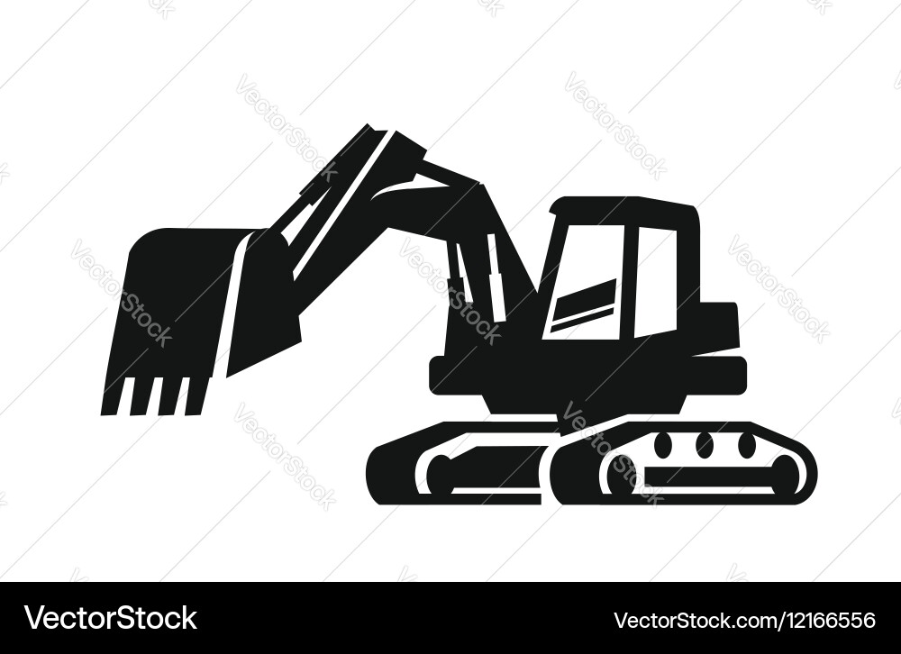 Black excavator Royalty Free Vector Image - VectorStock