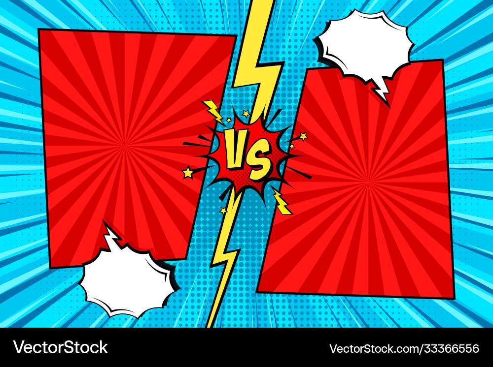 Cartoon comic background fight versus comics Vector Image