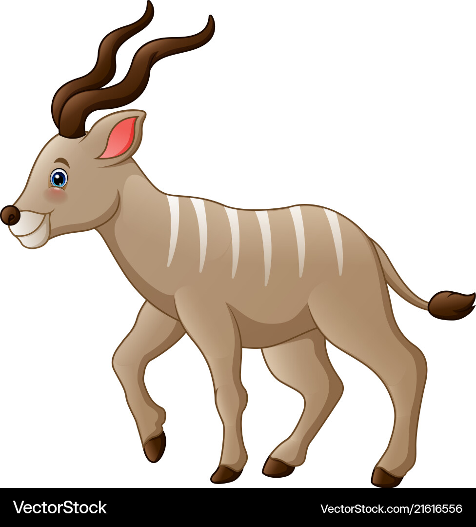 Cartoon kudu antelope Royalty Free Vector Image