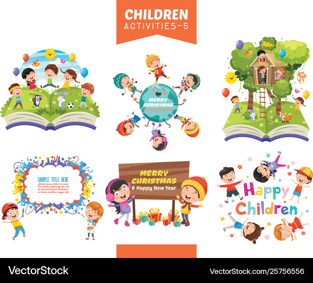 Children activities set Royalty Free Vector Image