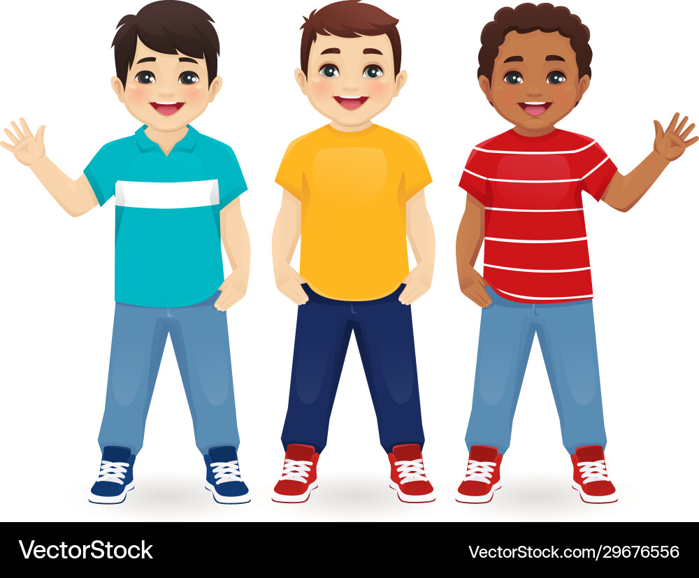 Diverse Group of Boys Royalty Free Vector Image