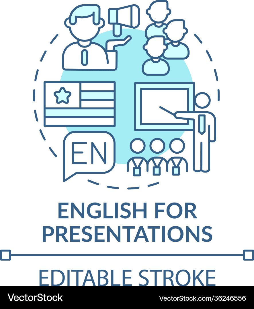 English for presentations concept icon Royalty Free Vector