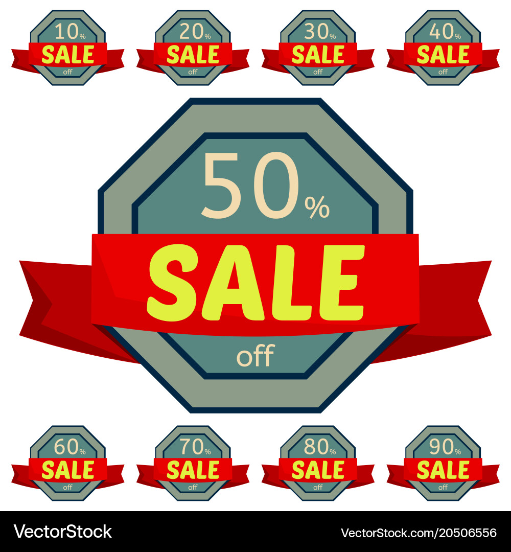 Gray badges with red ribbon Royalty Free Vector Image