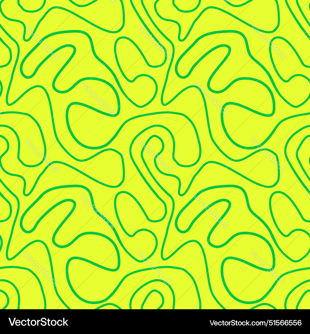 Green outline swirl lines seamless pattern Vector Image