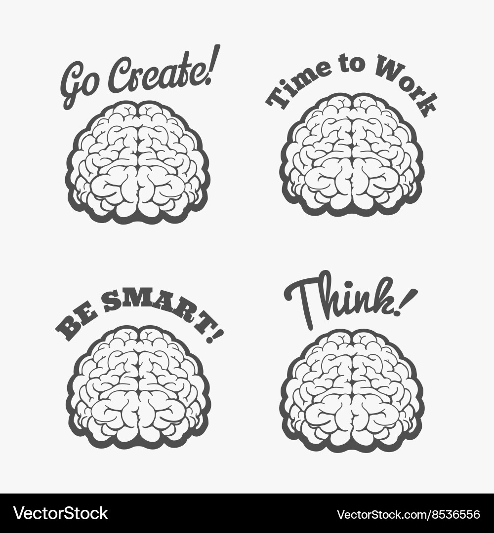 Human brain logo set Royalty Free Vector Image