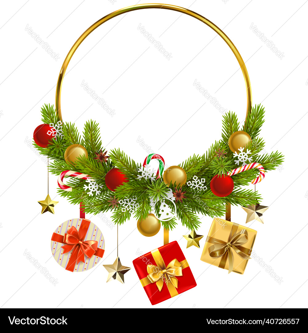 Christmas circle fir decoration Royalty Free Vector Image