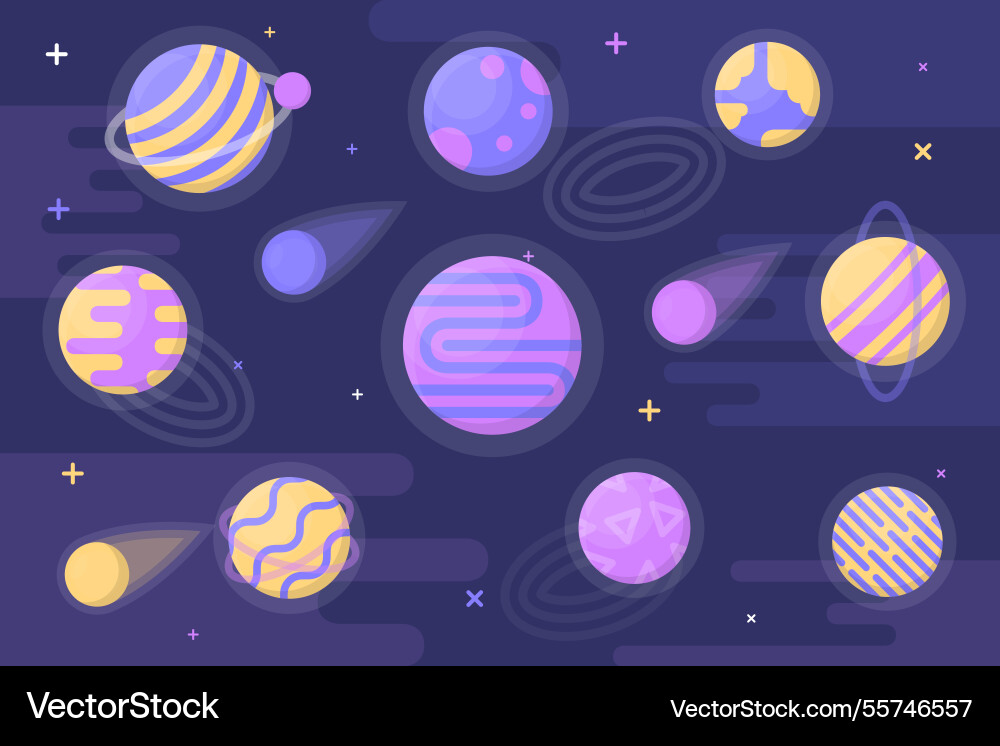 Colorful planets in the solar system collection Vector Image