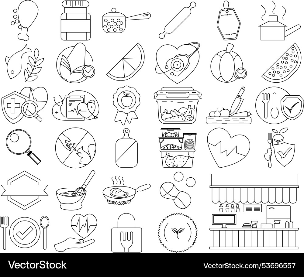 Food safety icon set Royalty Free Vector Image