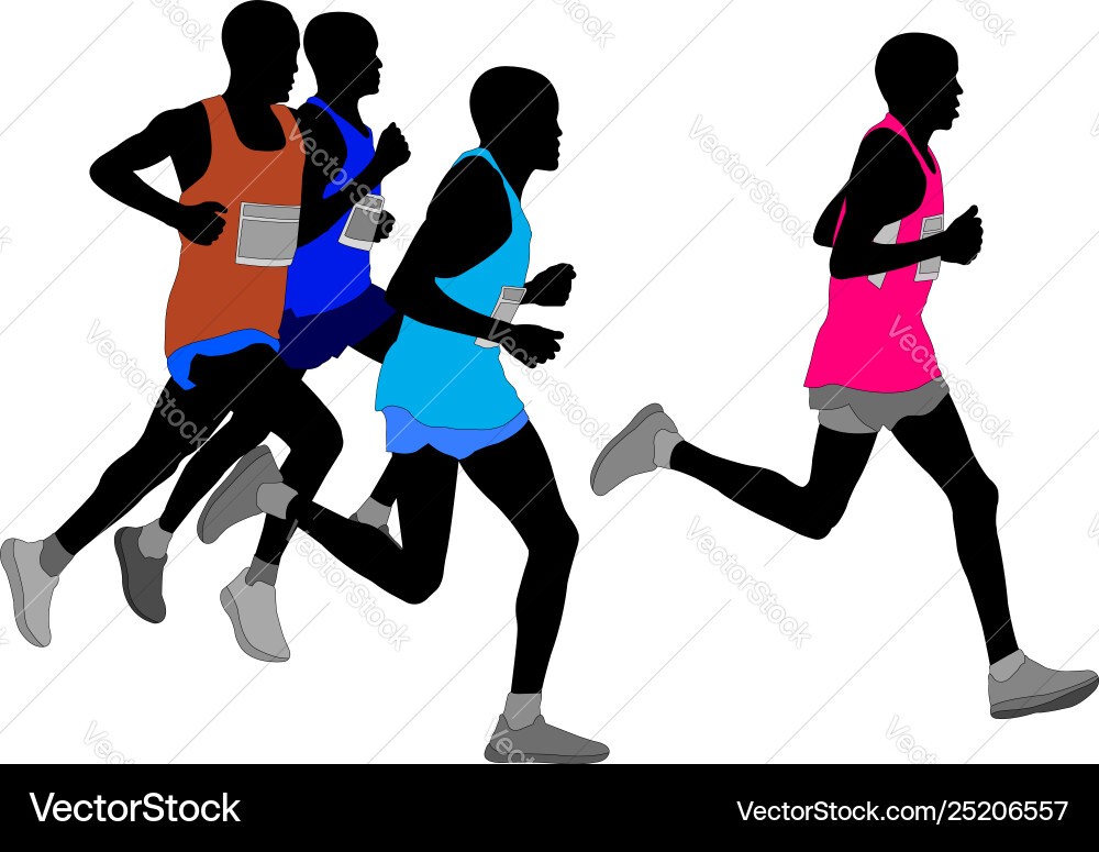 Group marathon runners silhouette – Royalty-Free Vector | VectorStock