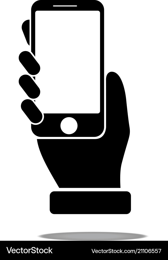 Hand holding phone Royalty Free Vector Image - VectorStock