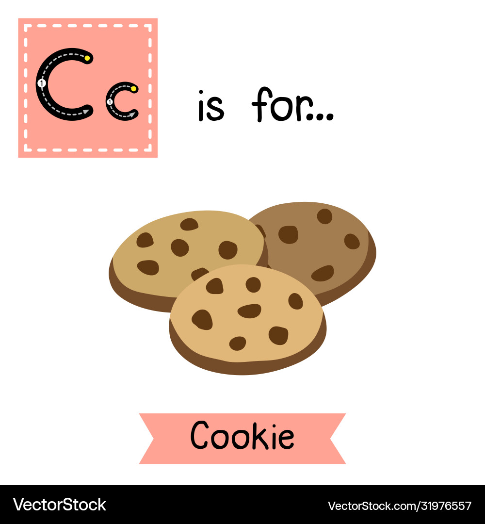 Letter c tracing cookie Royalty Free Vector Image