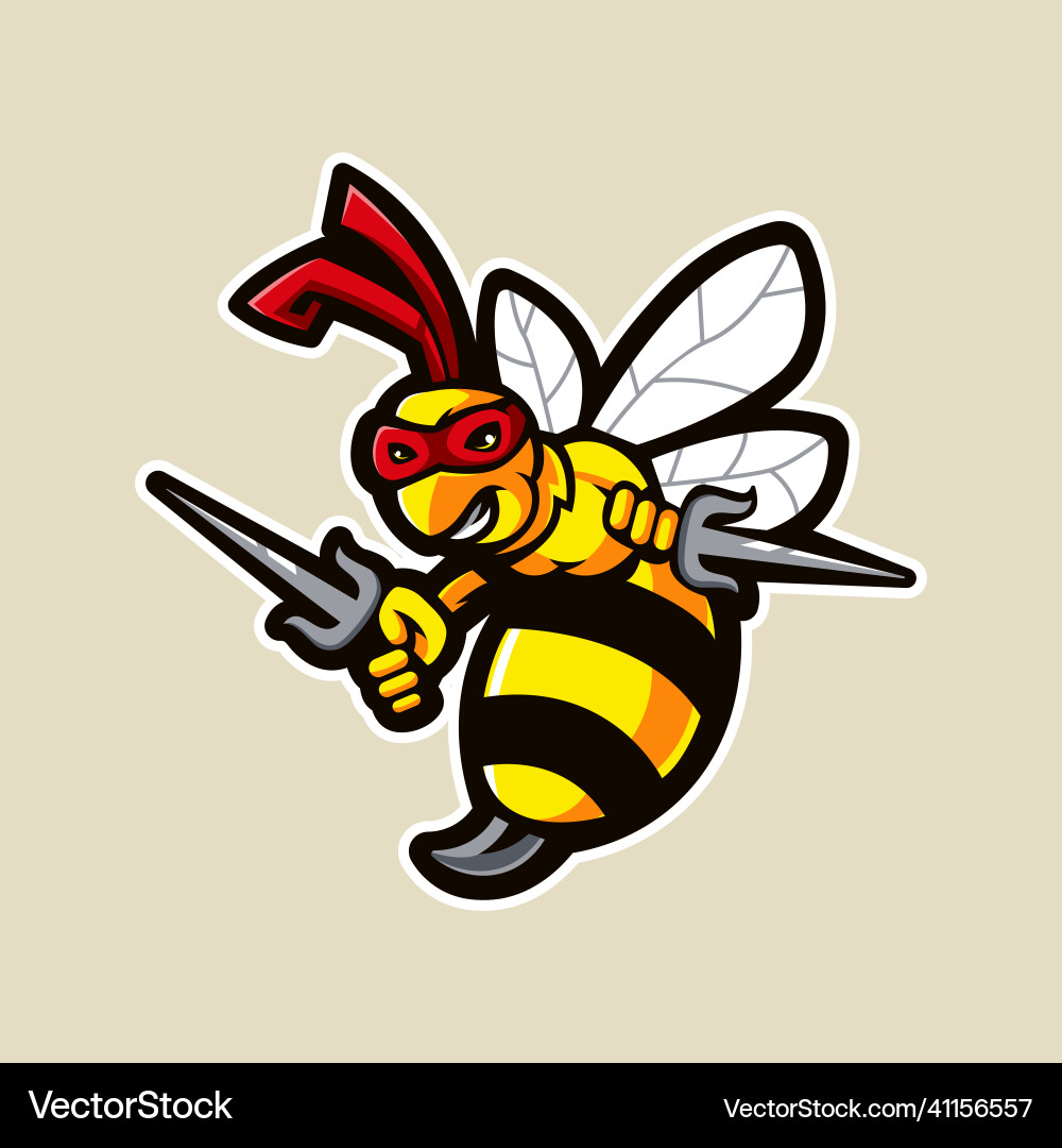 Ninja Bee Mascot Logo Royalty Free Vector Image