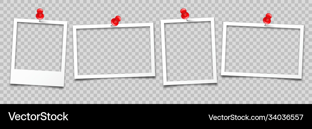 Realistic empty photo card frame film set retro Vector Image