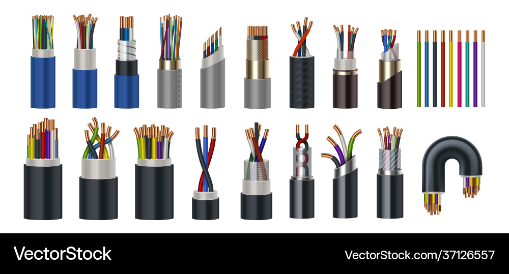 Realistic wires flexible electric cables Vector Image