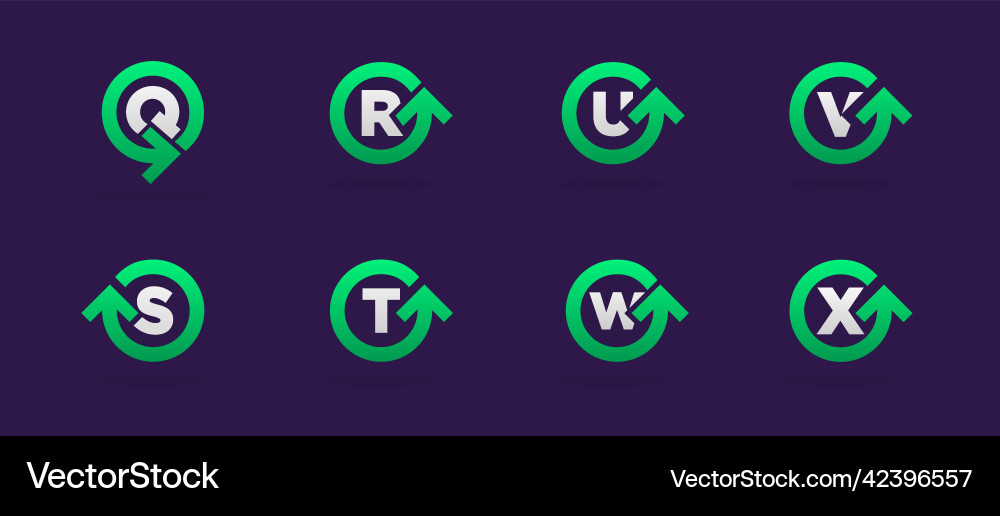 Set of 8 circle arrow logo icon design Royalty Free Vector