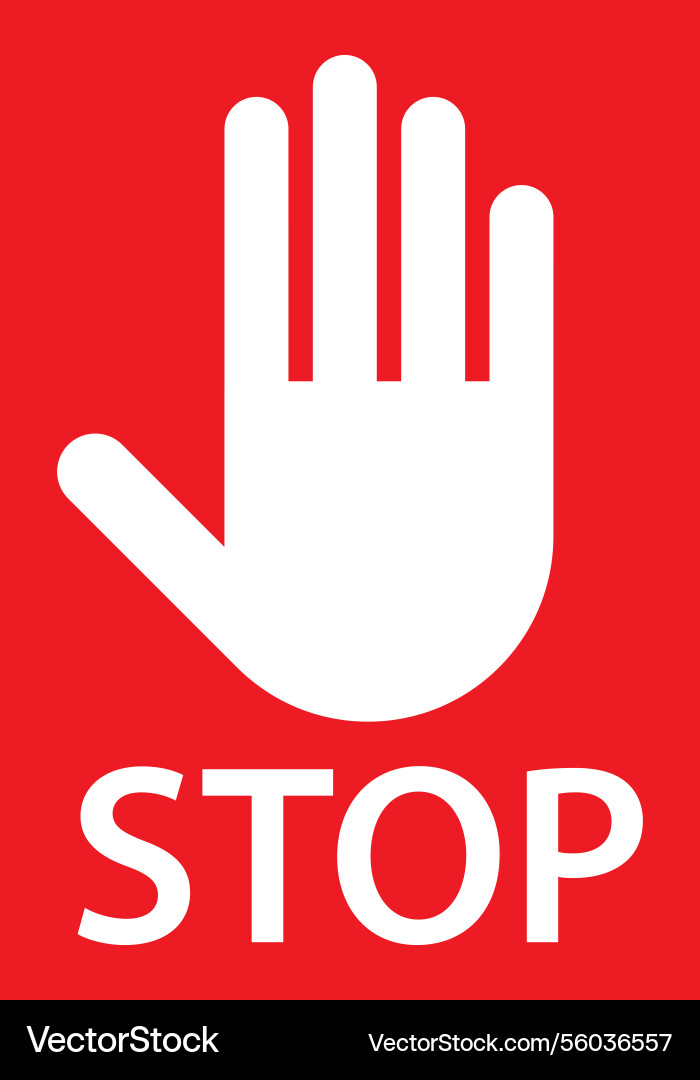 Stoppschild mit Hand kein Eintrag rotes Etikett Vektorbild