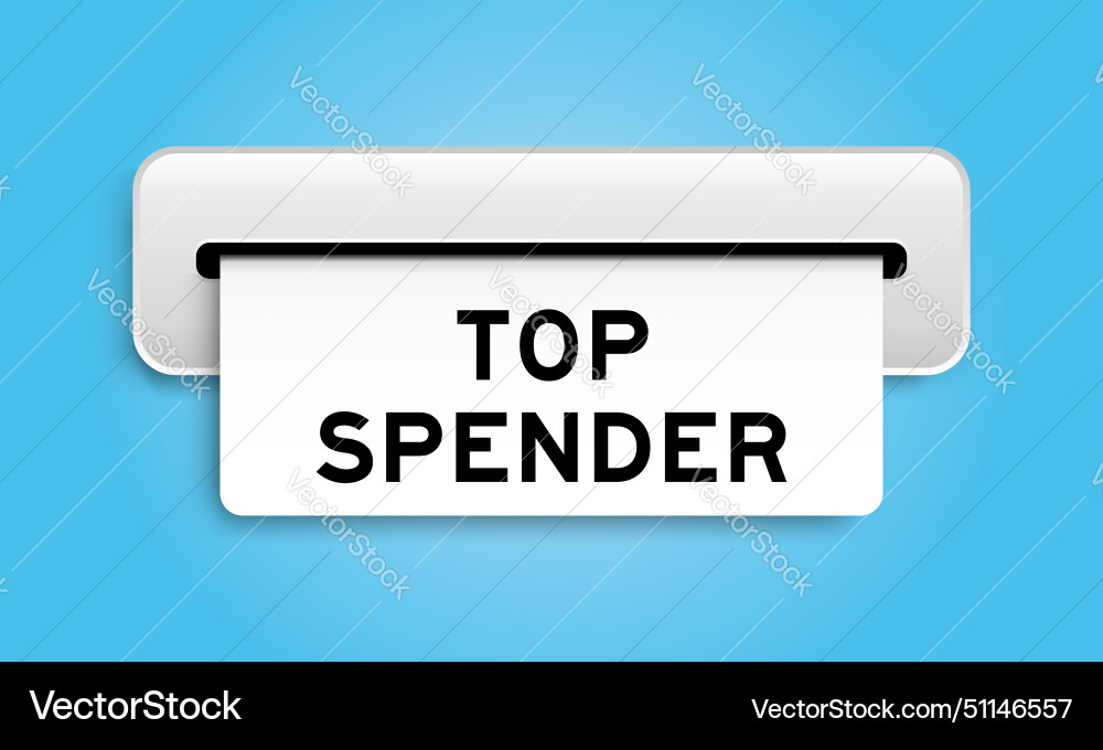 White coupon banner with word top spender from Vector Image