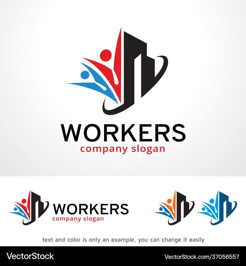 Workers logo template design Royalty Free Vector Image
