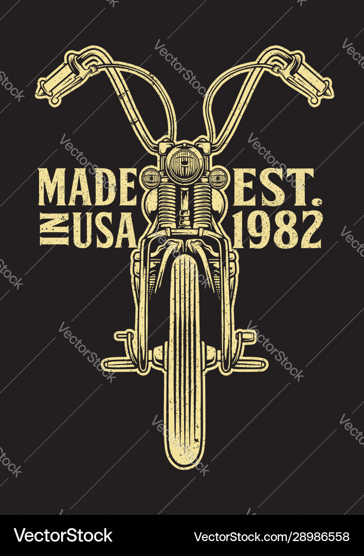 Chopper motorcycle emblem front view Royalty Free Vector