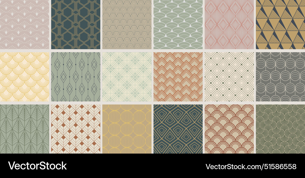Collection of seamless decorative color patterns Vector Image
