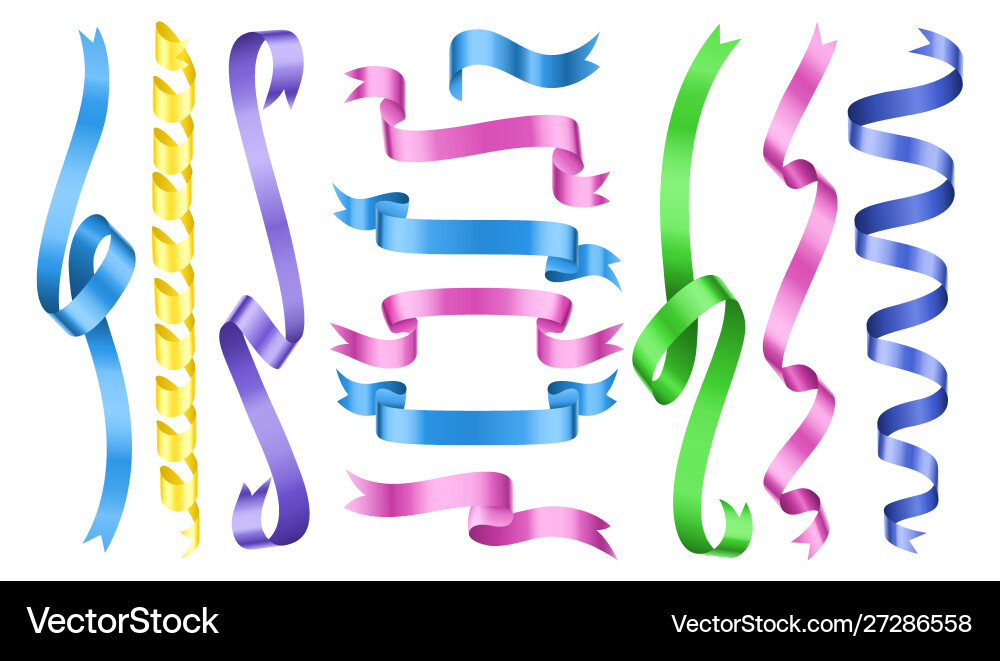 Color ribbons rolled collection Royalty Free Vector Image