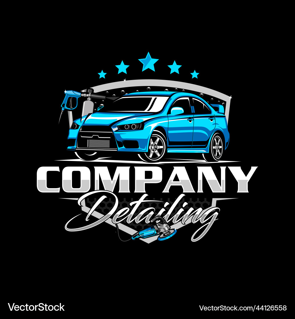 Detailing car logo and wash Royalty Free Vector Image