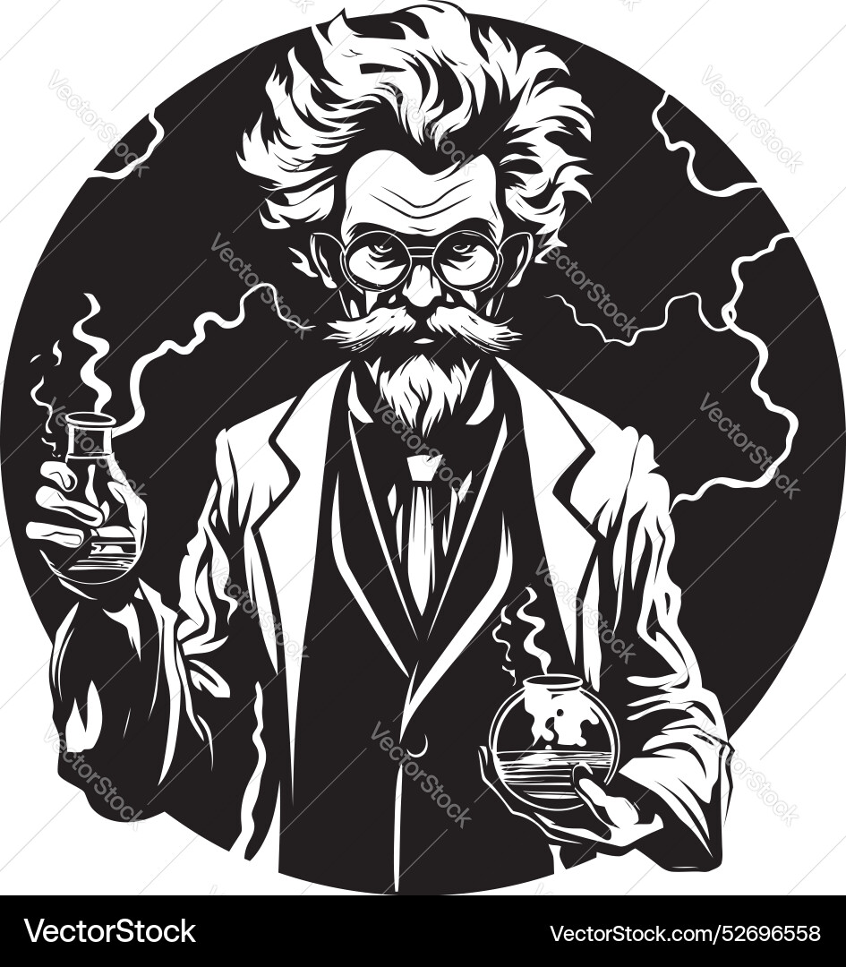 Eureka formula emblematic scientist logo electric Vector Image