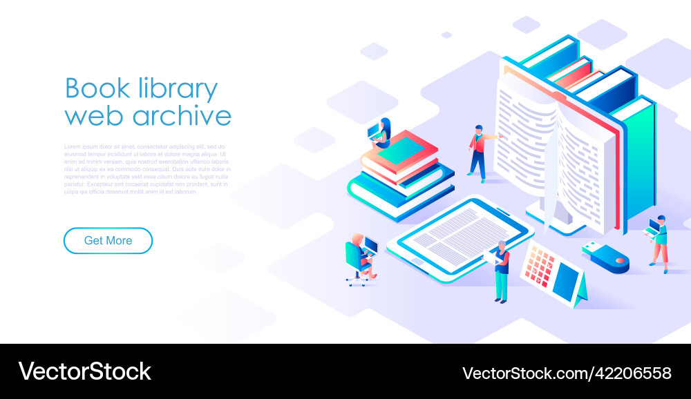 Flat design isometric concept of book library Vector Image