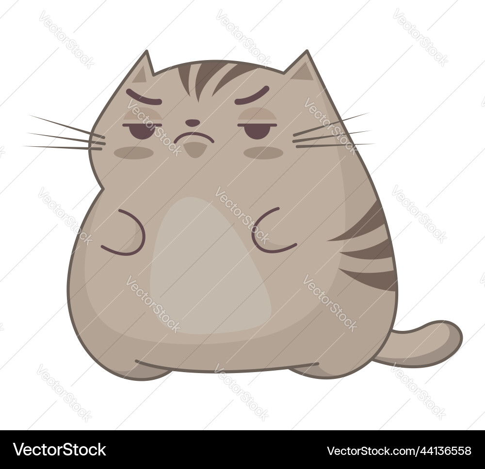 Funny cartoon fat cat with grumpy face lazy Vector Image