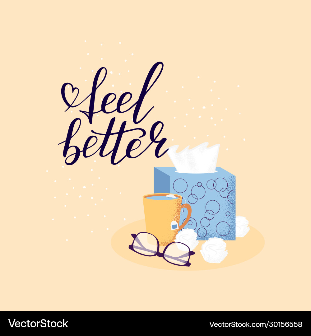 Hand lettering feel better positive Royalty Free Vector