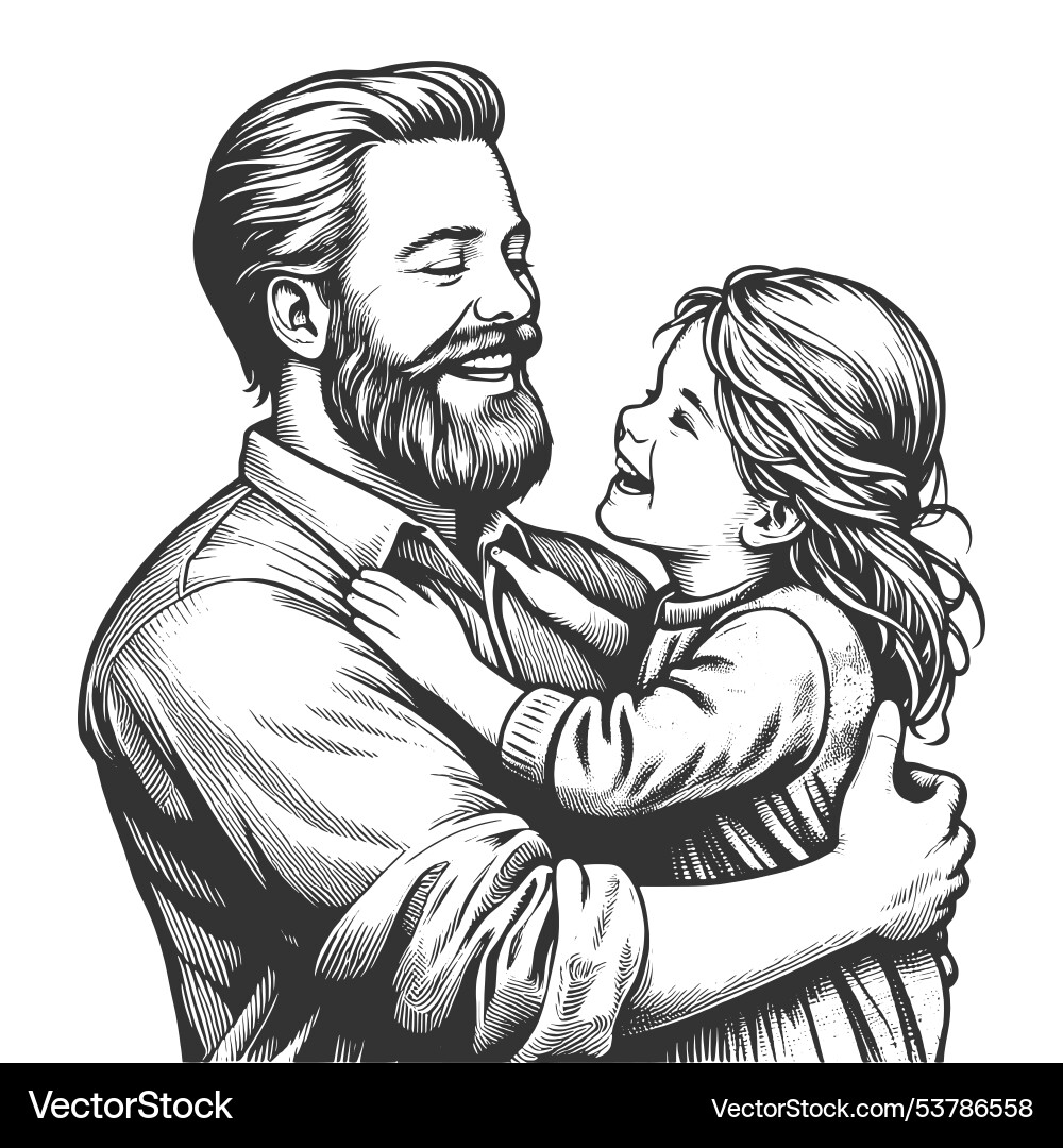 Happy father and daughter embracing Royalty Free Vector
