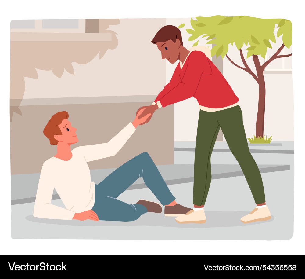 Cartoon Helping A Friend