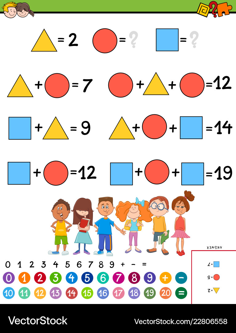 Maths calculation educational game for children Vector Image