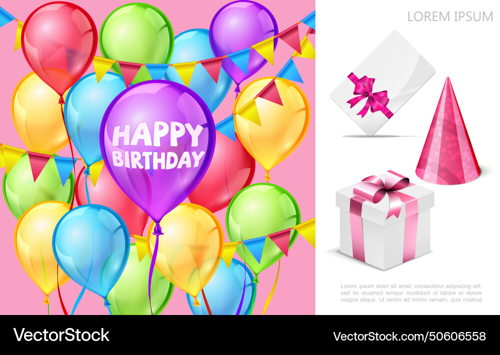 Realistic birthday party composition Royalty Free Vector