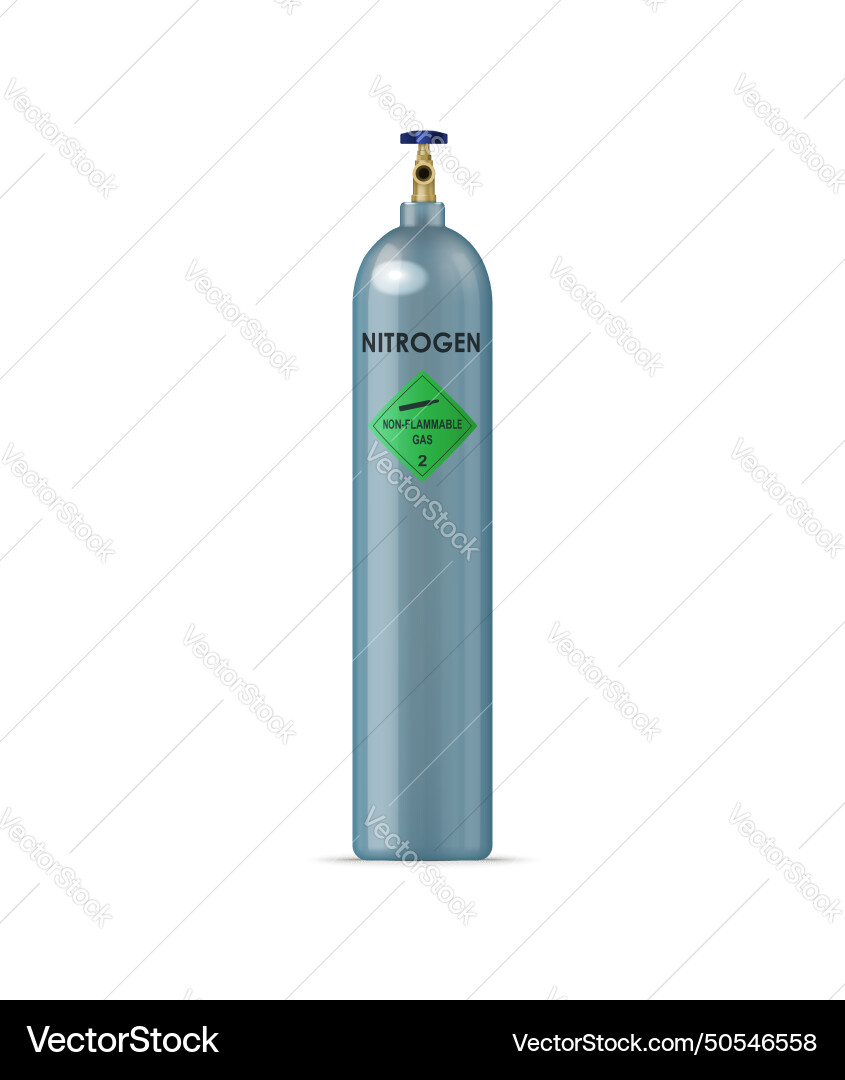 Realistic nitrogen gas cylinder compressed Vector Image