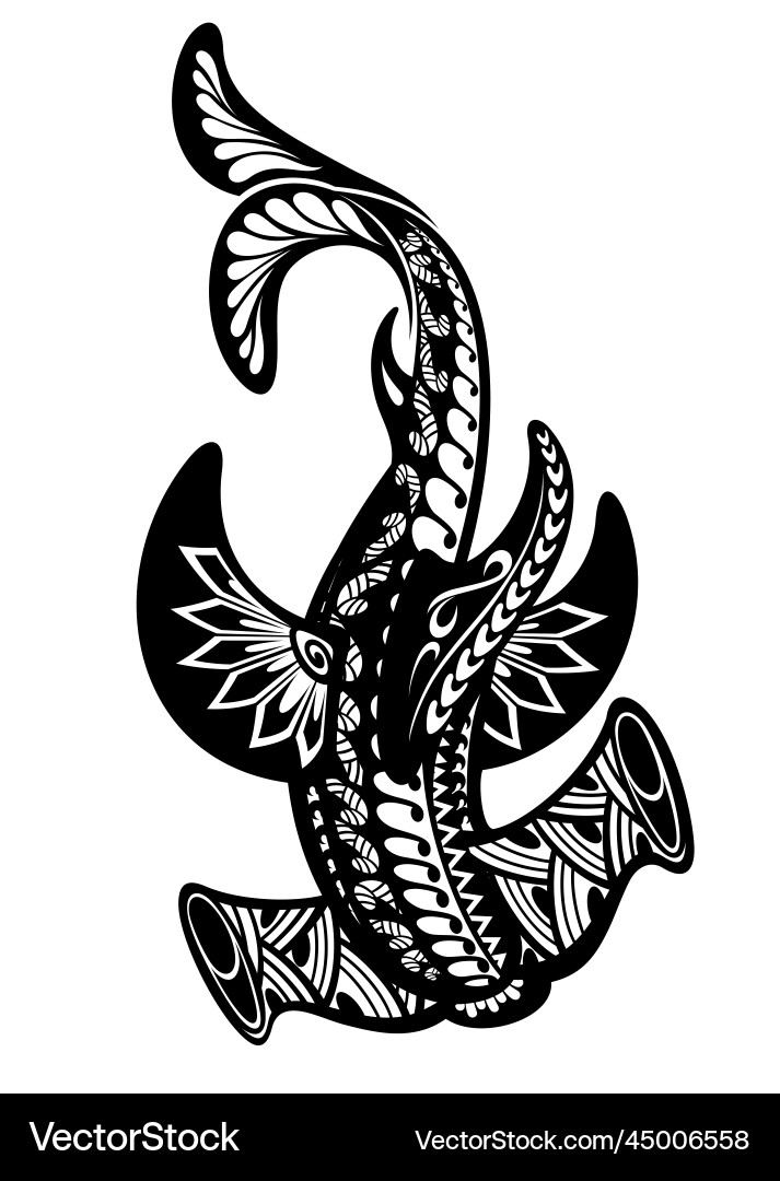 Tribal hammerhead shark tattoo Royalty Free Vector Image
