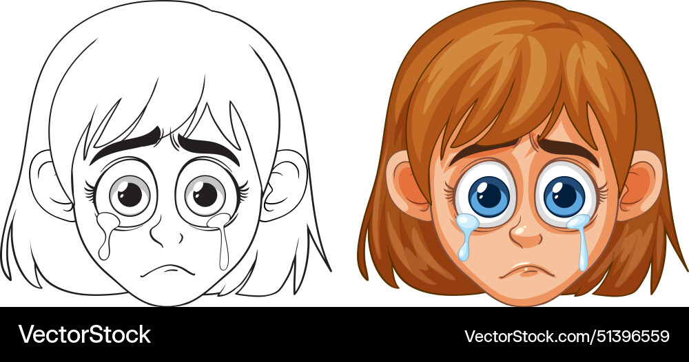 A girl with tears and sad expression Royalty Free Vector