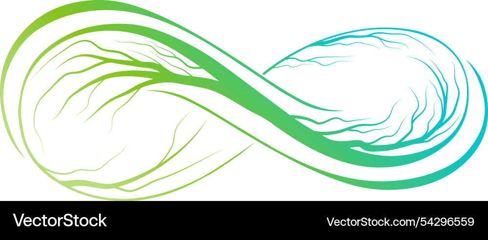 Abstract infinity sign with tree roots Royalty Free Vector