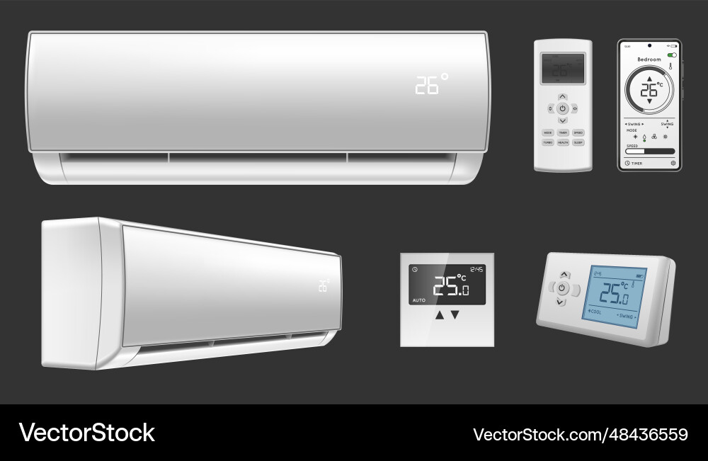 Air conditioner set Royalty Free Vector Image - VectorStock