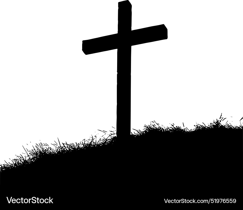 Lone Cross Silhouette on Hill Royalty Free Vector Image