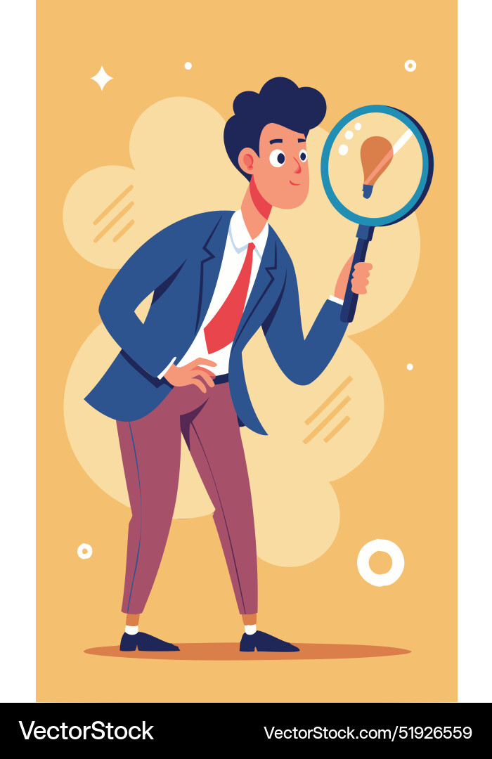 Man examining idea with magnifying glass Vector Image