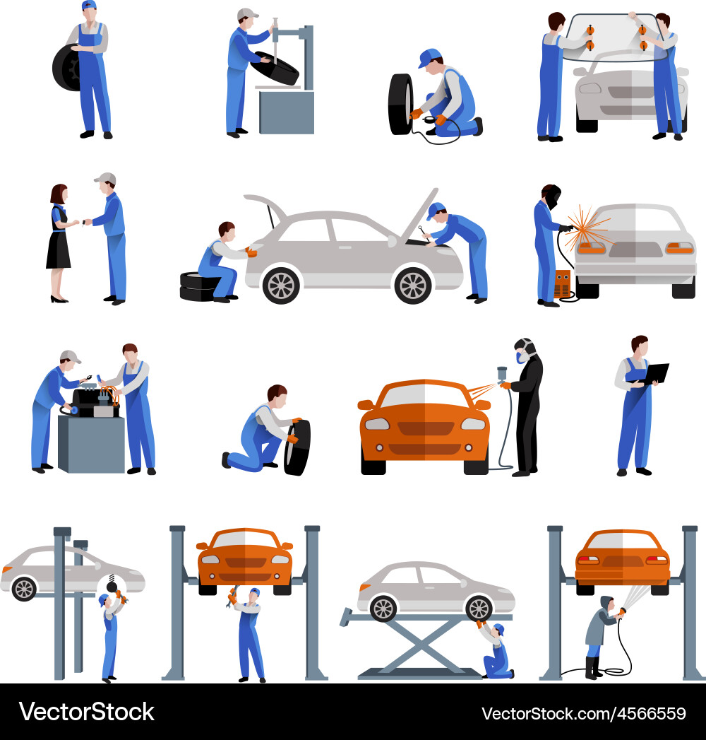 Mechanic icons set Royalty Free Vector Image - VectorStock