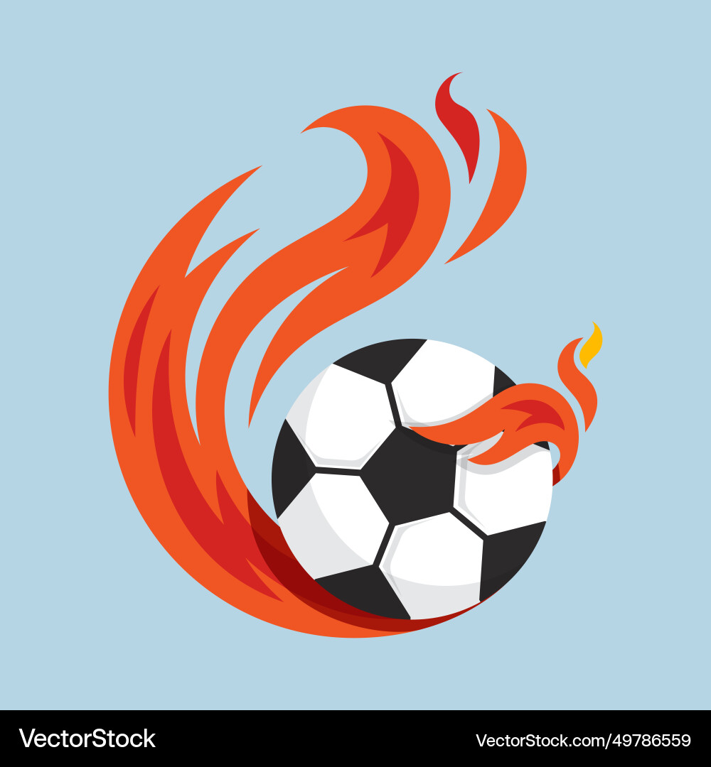 Soccer ball flying fire icon design emblem Vector Image