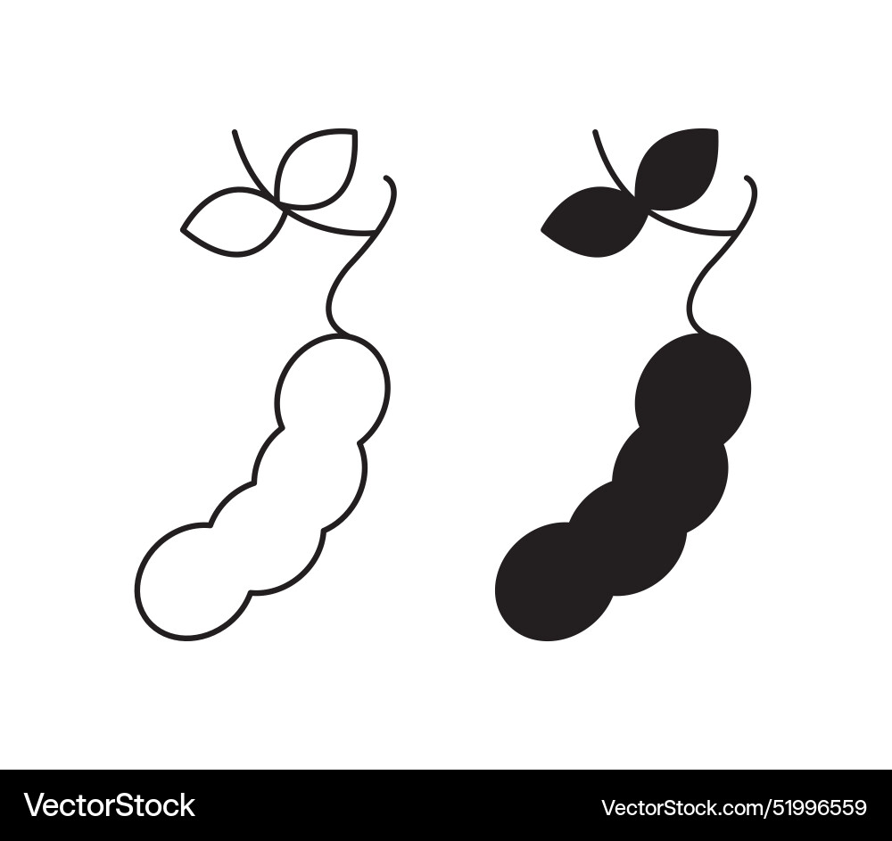 Tamarind outline icon collection or set Royalty Free Vector