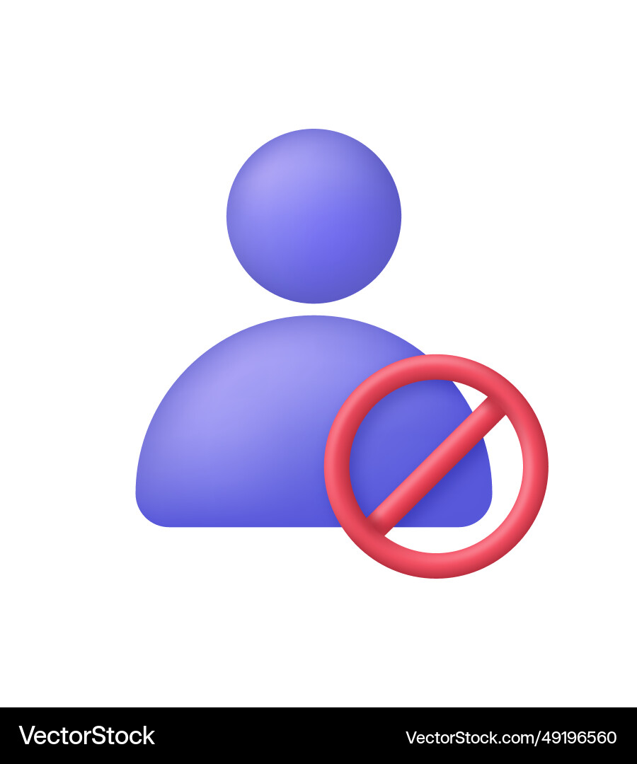 3d blocked user icon block profile Royalty Free Vector Image