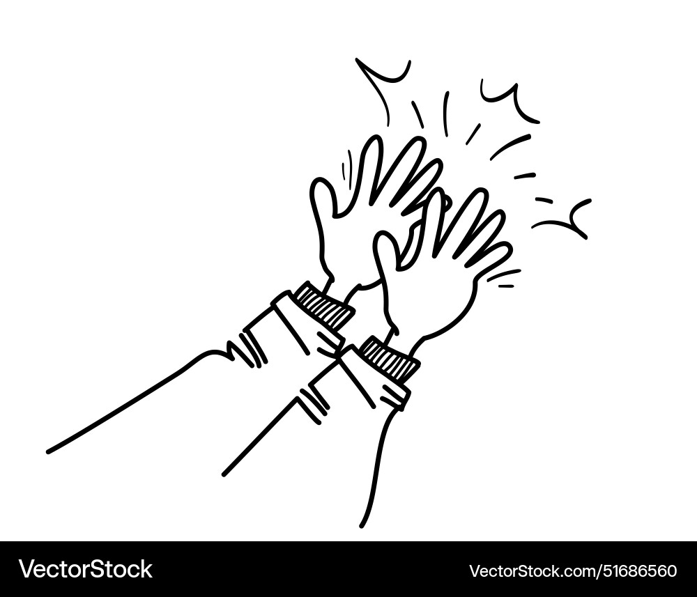 Doodle hands up clapping applause Royalty Free Vector Image