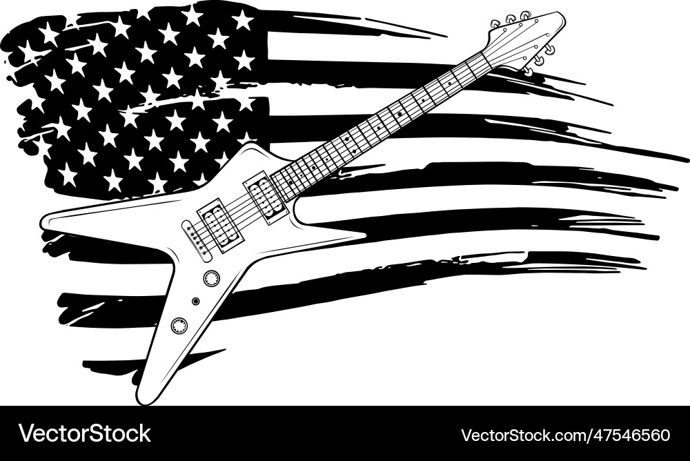 Electric guitar line art Royalty Free Vector Image