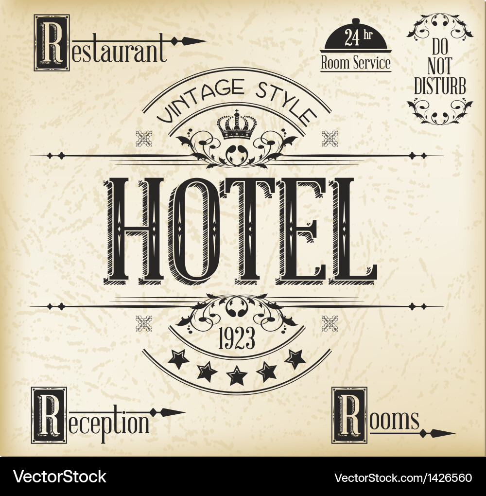 Hotel typography Royalty Free Vector Image - VectorStock