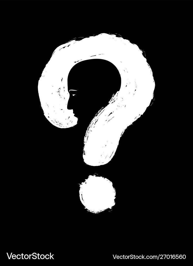 Human Face with Question Mark - Uncertainty Vector Image