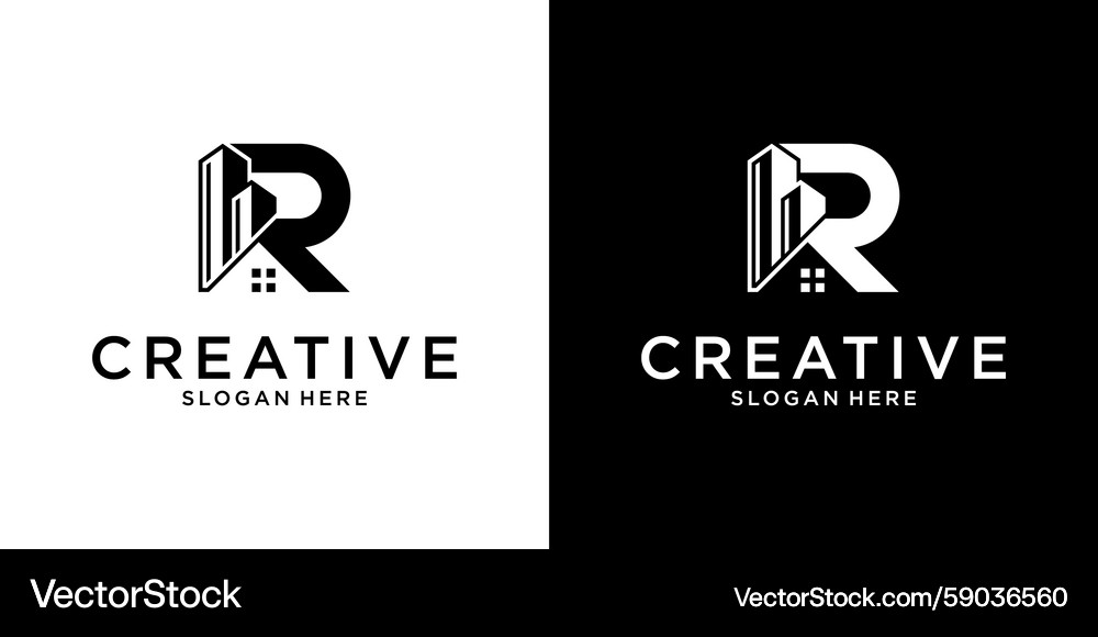 Initial letter r with building logo design – Royalty-Free Vector ...